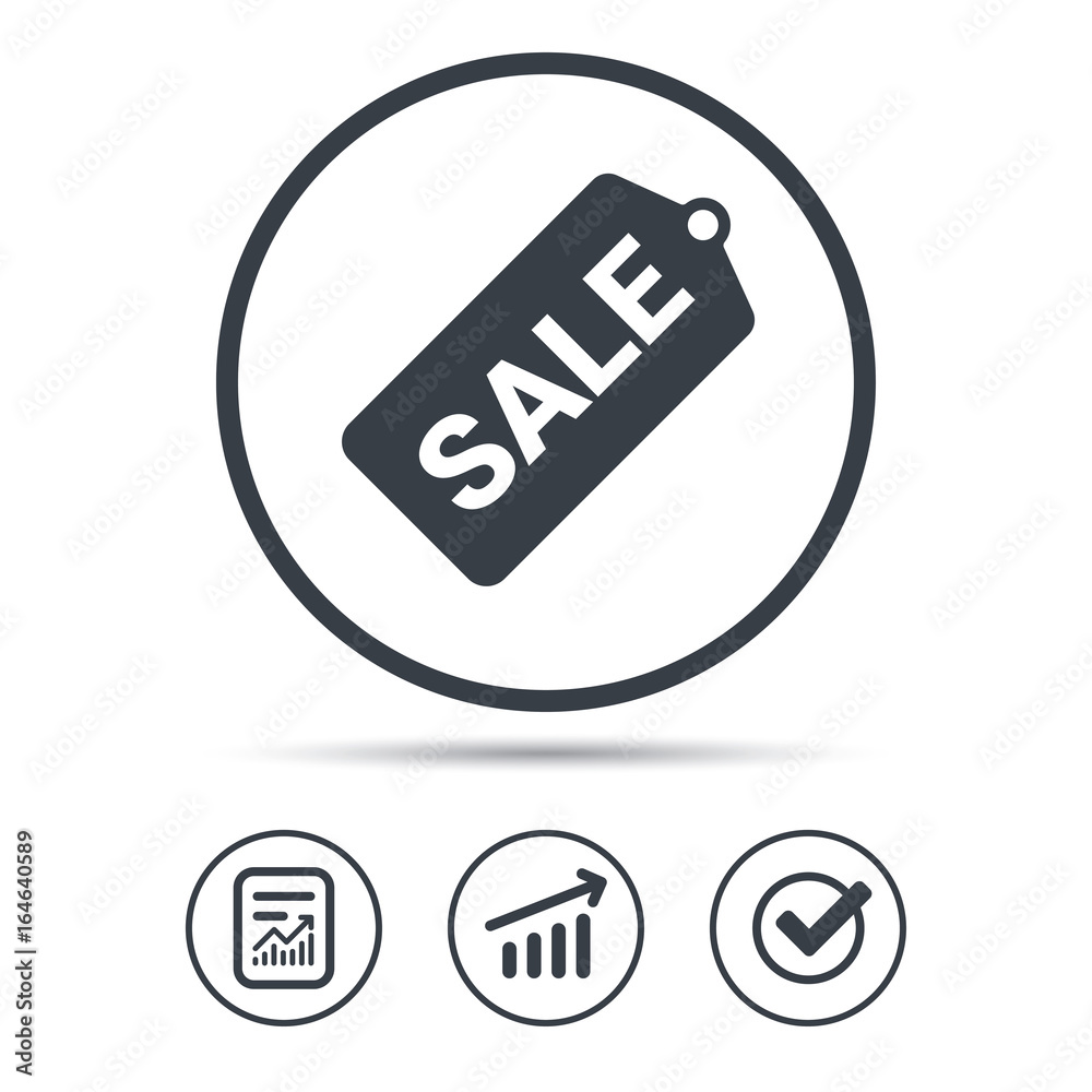 Sale coupon icon. Special offer tag symbol. Report document, Graph ...