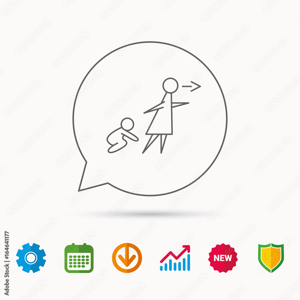 Unattended baby icon. Babysitting care sign. Do not leave your child ...