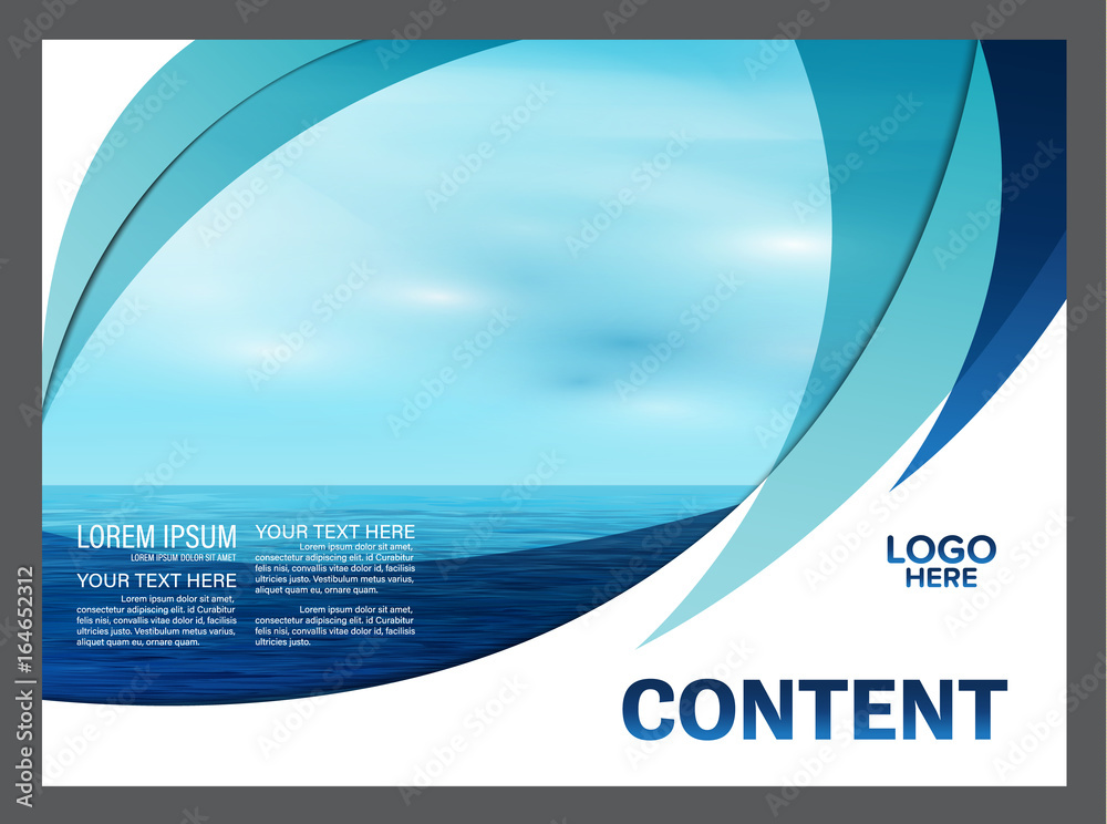 Seascape and blue sky presentation layout design template background ...