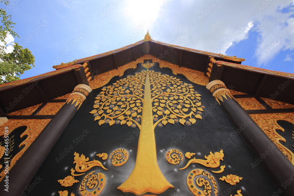 Thai mural painting behind the chapel of Wat Phra That Doi Phra Chan ...