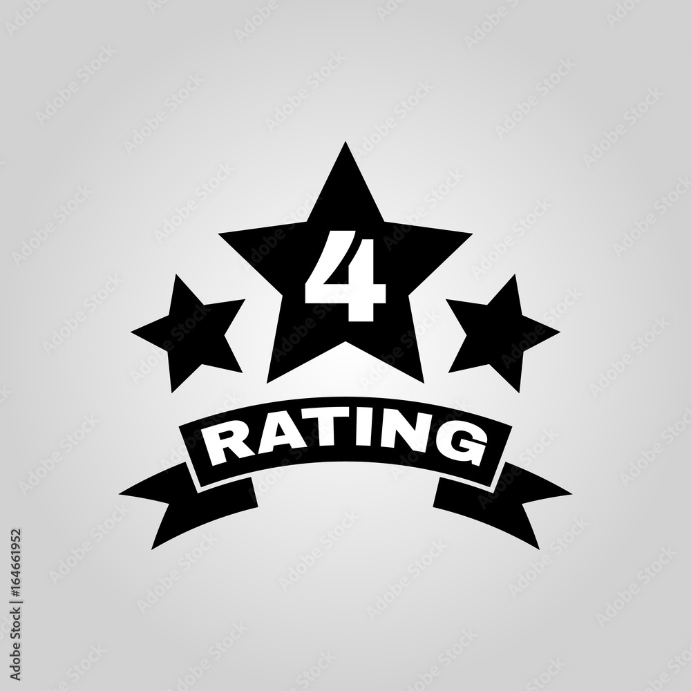 The fourth place rating icon. Ranking and classification, star symbol ...