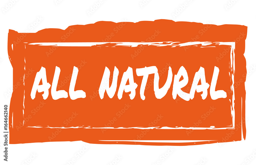 All Natural hand drawn label isolated vector illustration. Healthy and ...