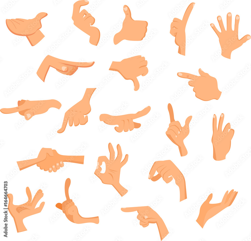 Hands man set cartoon vector illustration Stock Vector | Adobe Stock