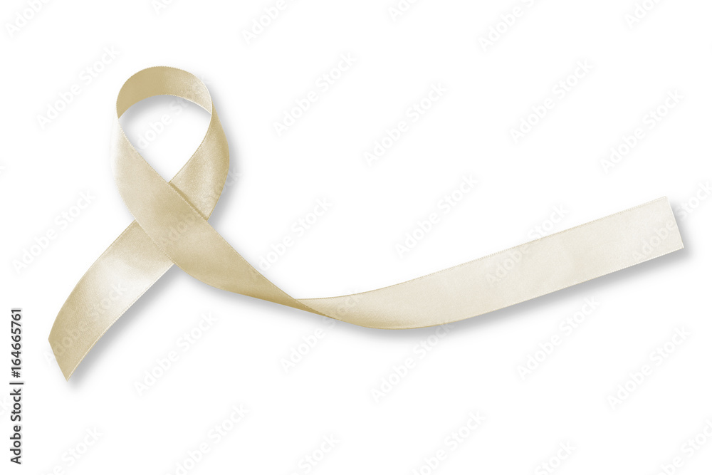 Cream awareness ribbon isolated on white background (clipping path ...
