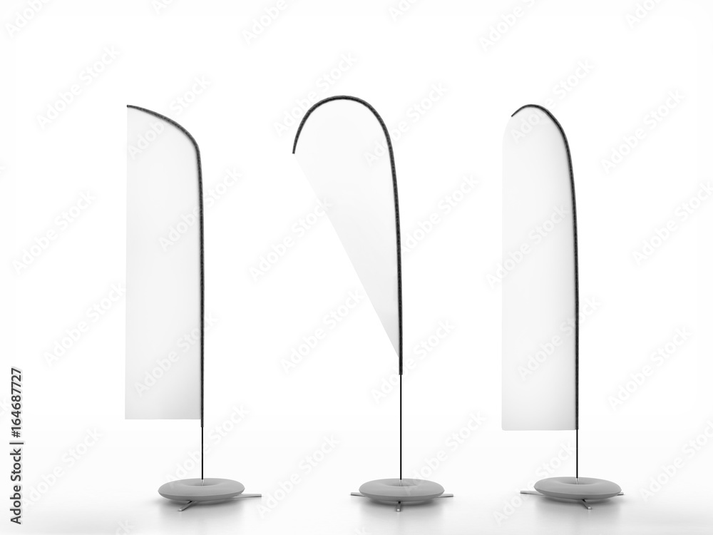 White Flag Blank Expo Stand. Trade show expo booth. 3d render ...