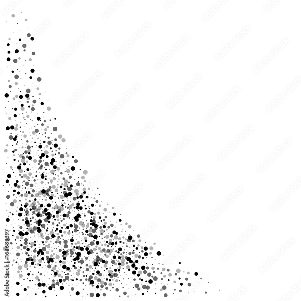 Dense black dots. Bottom left corner with dense black dots on white ...