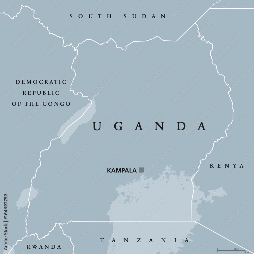 Fototapeta uganda political map with capital Kampala. Republic in East ...