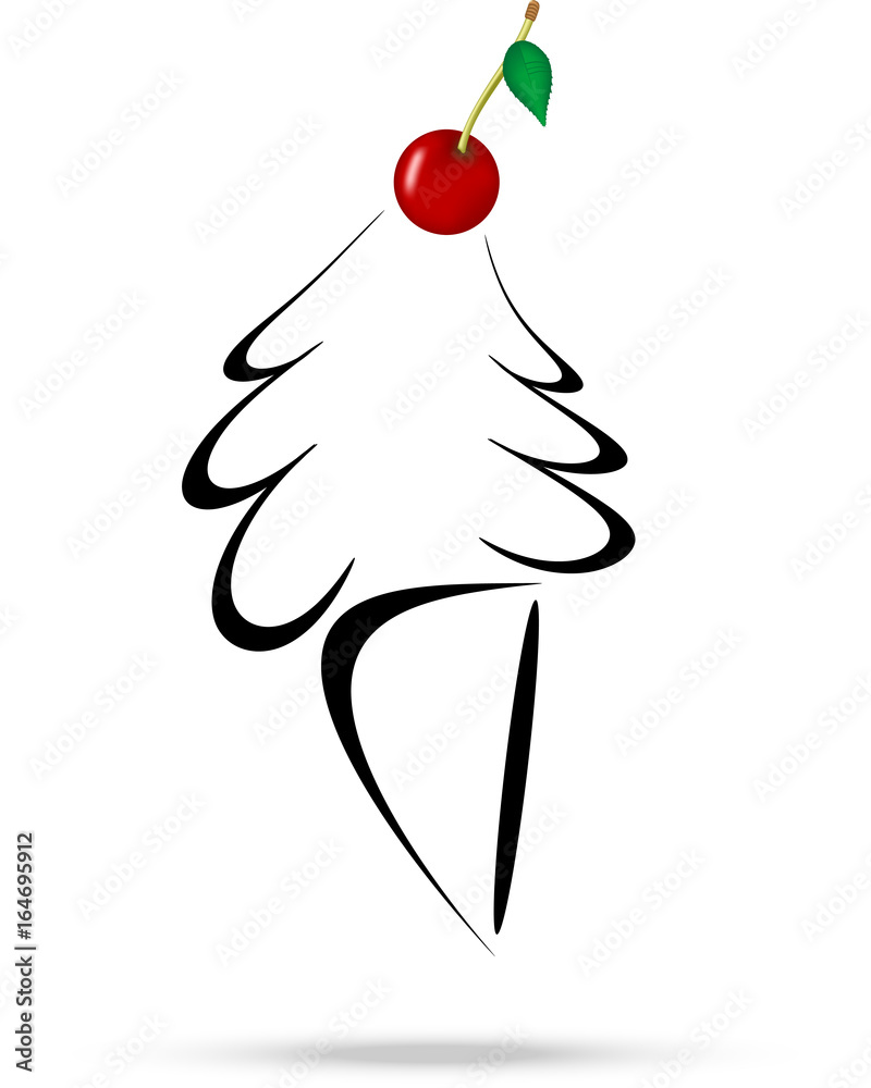 Ice cream logo with cherry Stock Vector | Adobe Stock