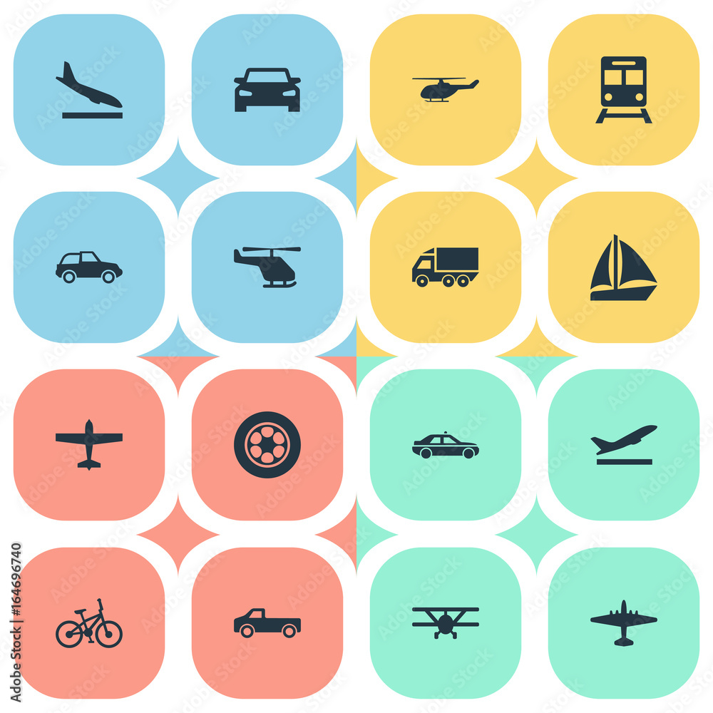 Vector Illustration Set Of Simple Transportation Icons. Elements ...