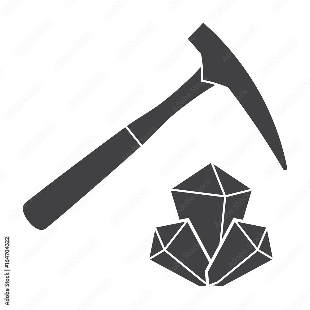 Geology concept with hammer and minerals, vector silhouette Stock ...