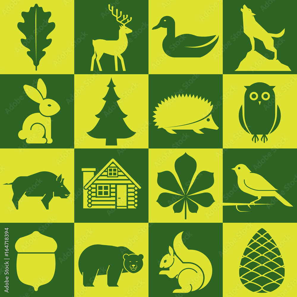 Set of forest icons. Collection of forest and parks signs. Eco tourism ...