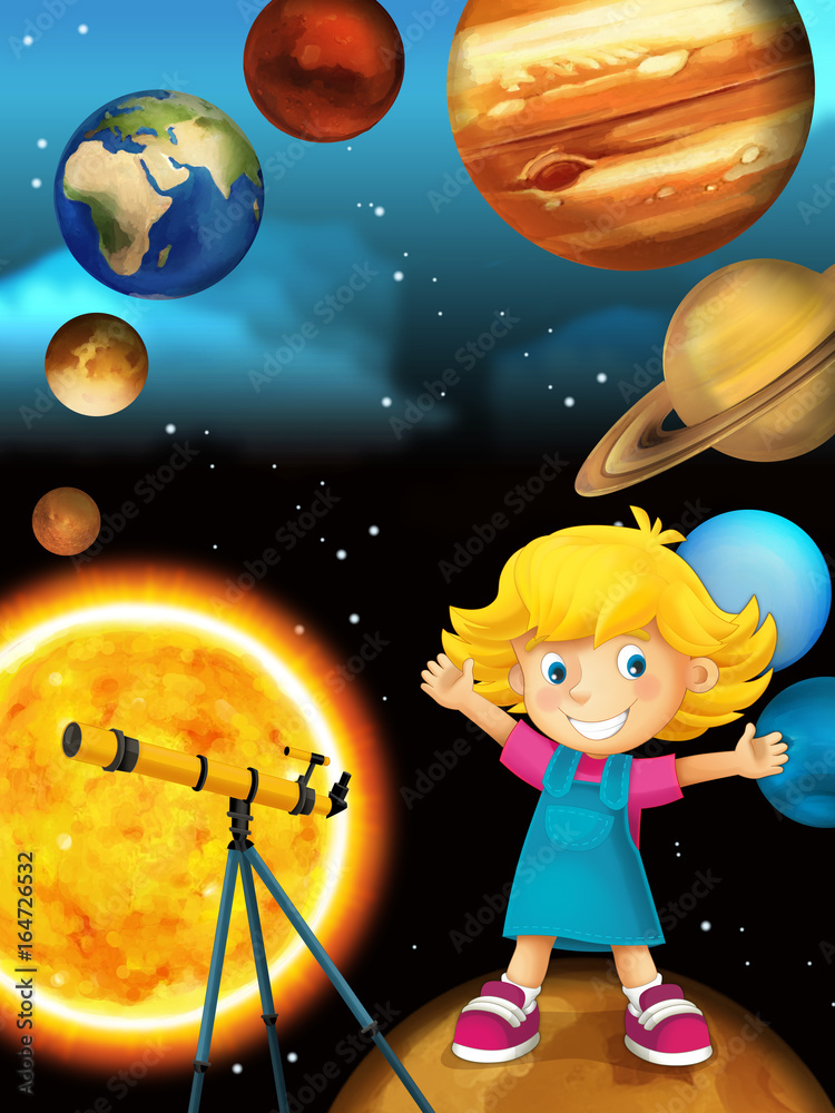 cartoon solar system - milky way - astronomy for kids - illustration ...