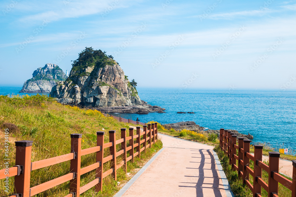 Coastal walks, Oryukdo islands In the spring in Busan, Korea Stock ...
