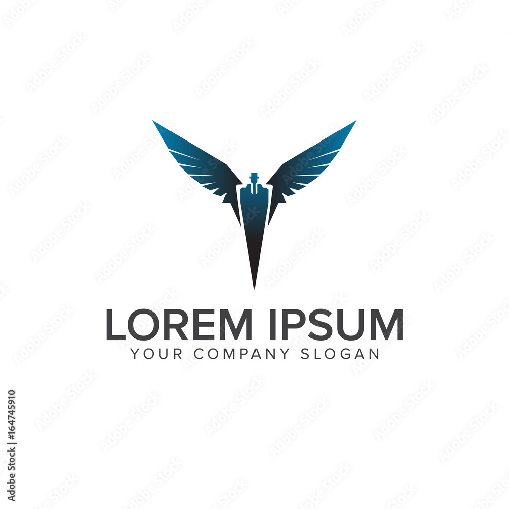 Super hero business man flying logo design concept template Stock ...