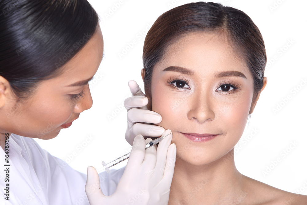 Beautiful Woman with Medical healthy beauty Injection Treatment check ...