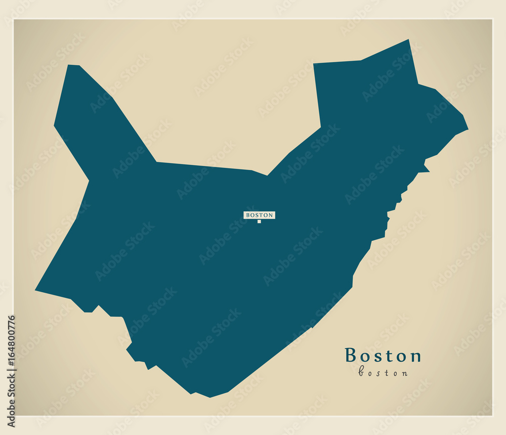 Modern Map - Boston district of Lincolnshire England UK illustration ...