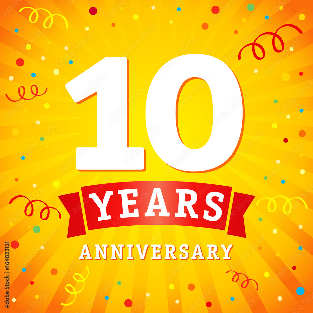 10 years anniversary logo celebration card. 10th years anniversary ...