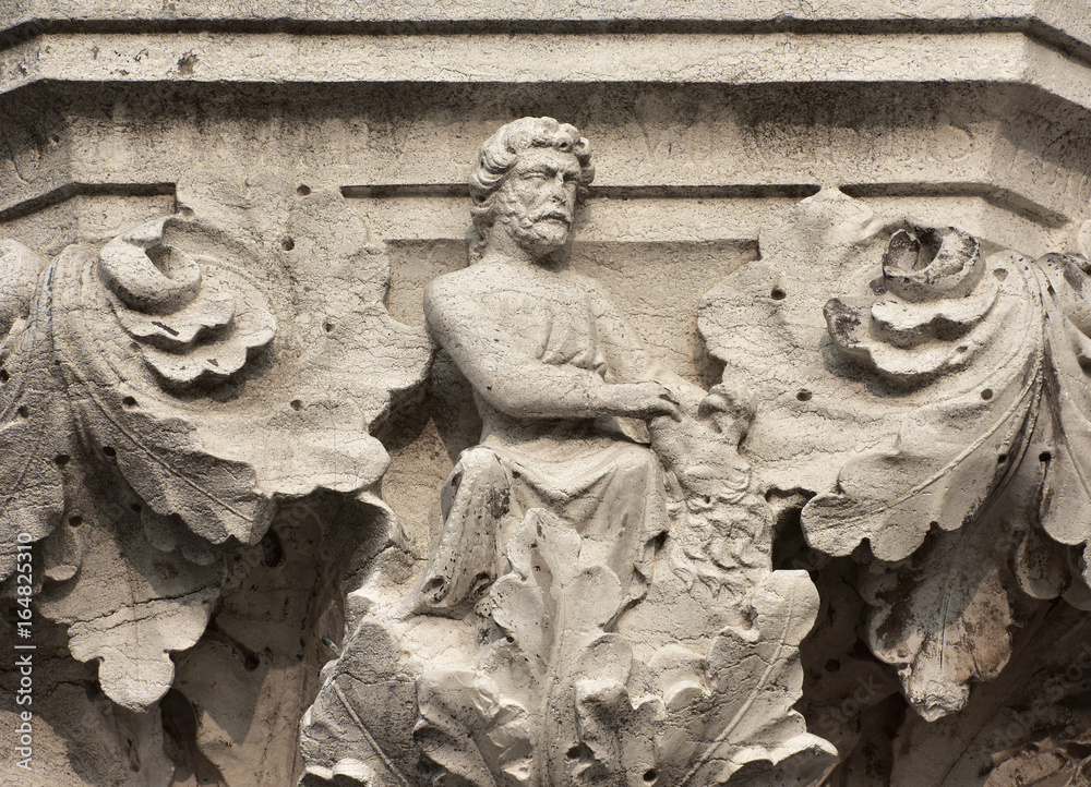 Hercules fight with Nemean Lion symbolizes strength, medieval relief on ...