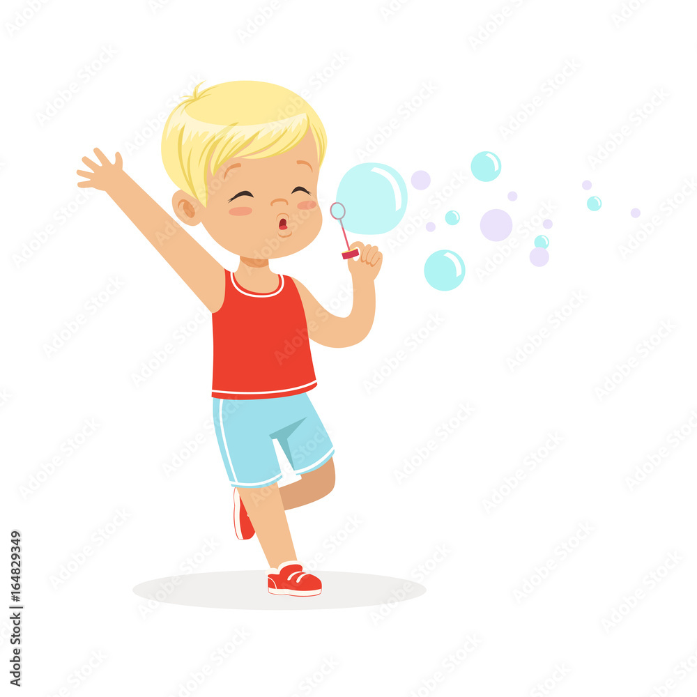 Boy Blowing Bubbles Clipart