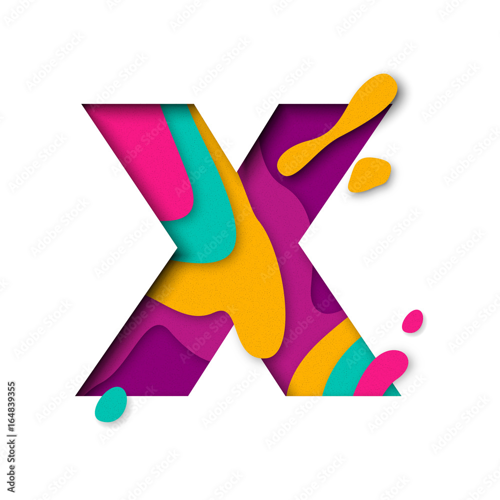 Paper cut letter X. Realistic 3D multi layers papercut isolated white ...