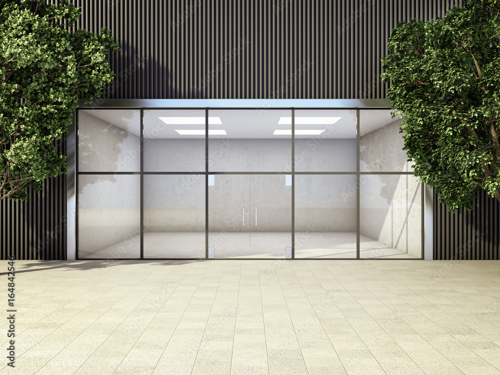 Modern empty shop among trees Stock Illustration | Adobe Stock