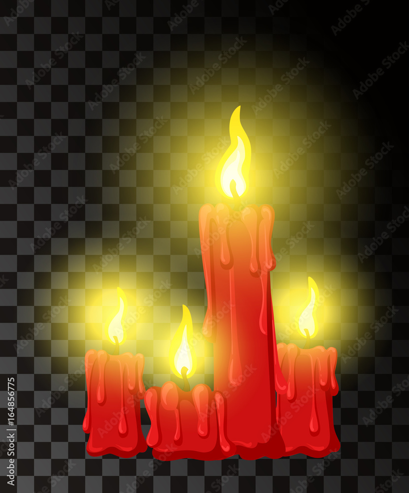 Vector candle with fire animation on transparent background. Flame ...