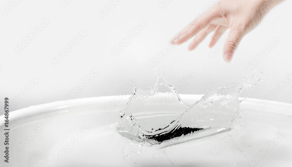 Lost Phone. Smartphone fell disappear drop down into the water splash ...