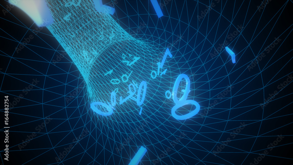 Seamlessly looping animation of a binary internet tunnel. 3d ...