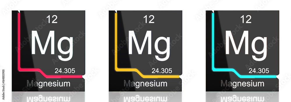Magnesium element symbol from the periodic table in three colors Stock ...