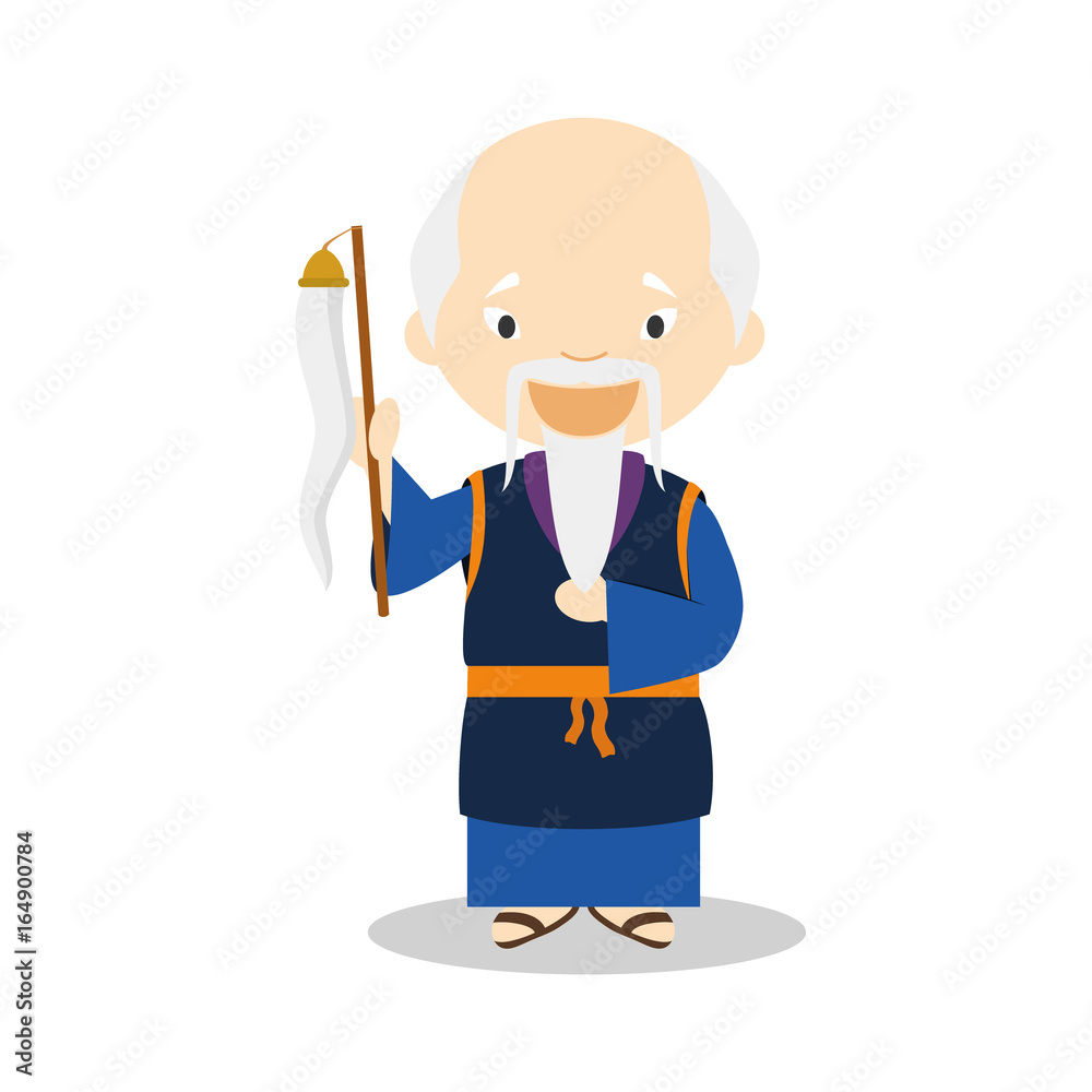 Lao Tse cartoon character. Vector Illustration. Kids History Collection ...