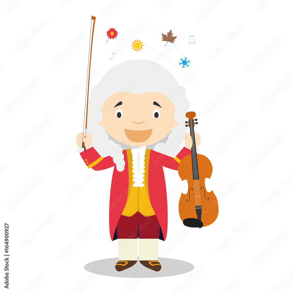 Antonio Vivaldi cartoon character. Vector Illustration. Kids History ...