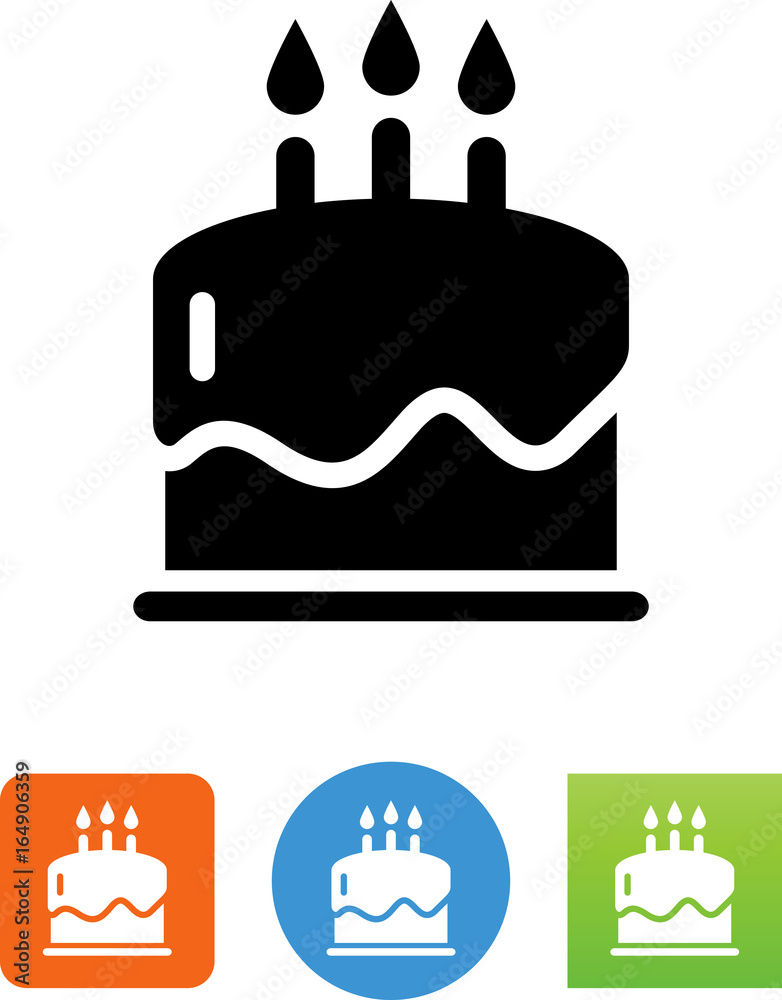 Birthday Cake Icon - Illustration Stock Vector | Adobe Stock