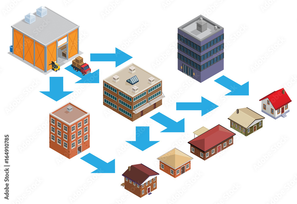 Distribution Isometric Stock Illustration | Adobe Stock