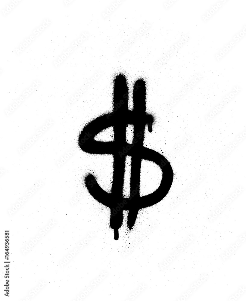 graffiti leaking dollar $ sign in black over white Stock Vector | Adobe ...