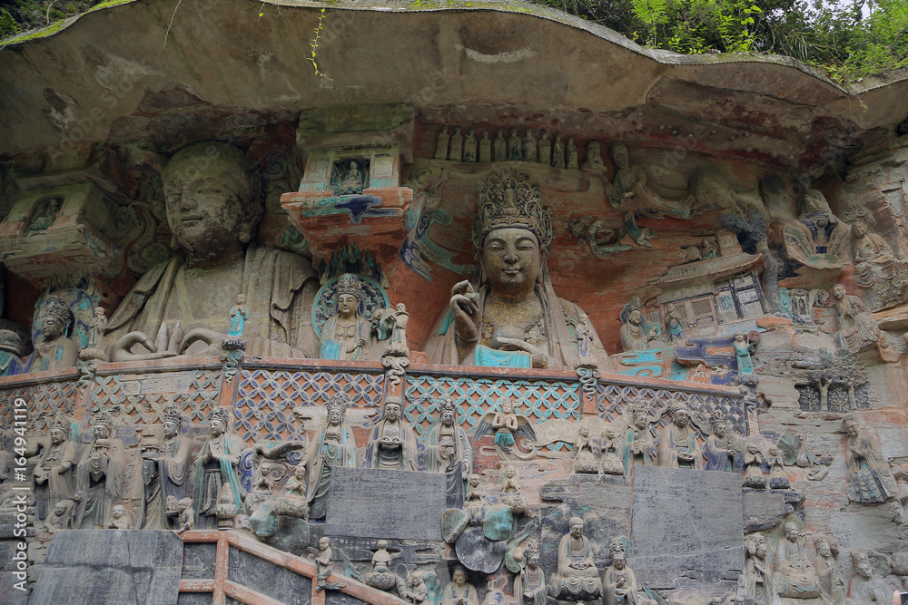 Sutra de Amitabha y su Tierra Pura, Esculturas Rupestres de Dazu, Monte ...