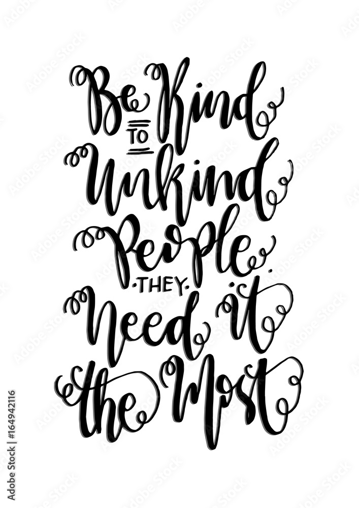 Hand Lettering Be Kind on White Background. Buddha Quote. Modern ...