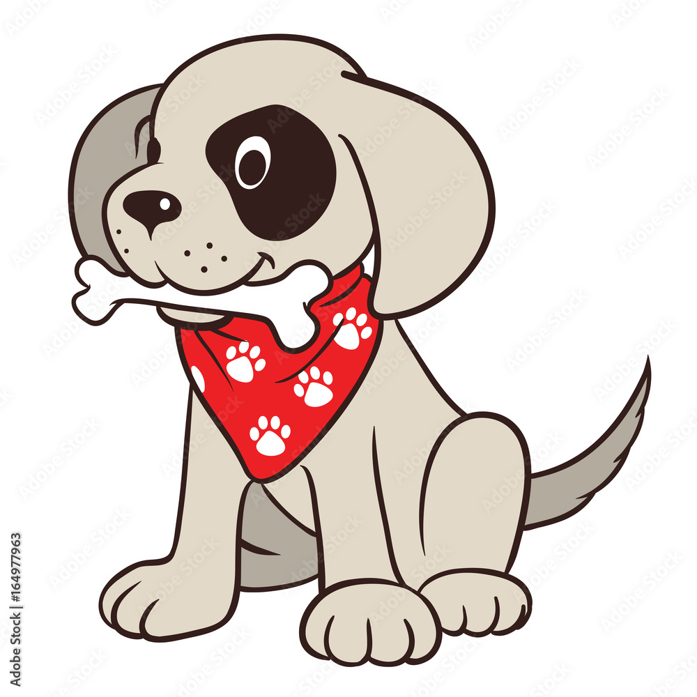 Vector hand drawn cartoon illustration of a cute friendly puppy dog ...
