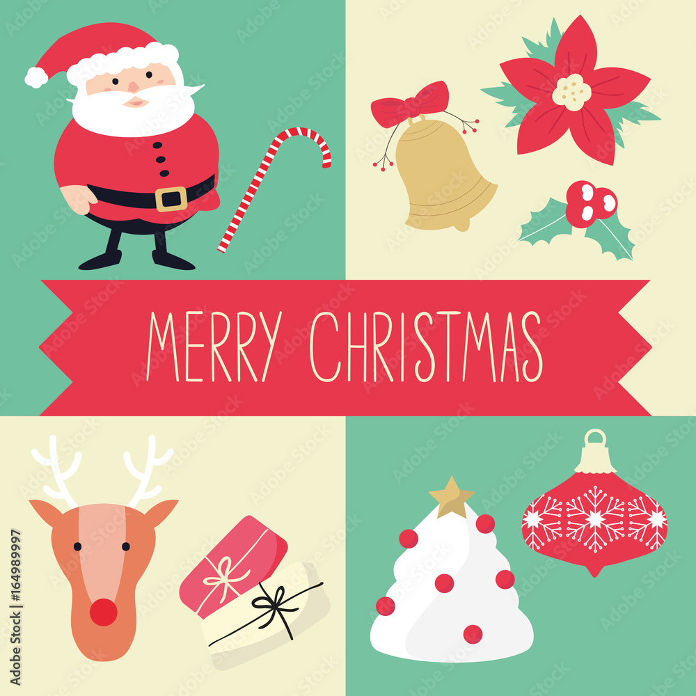 Merry Christmas Icon Set Stock Vector | Adobe Stock