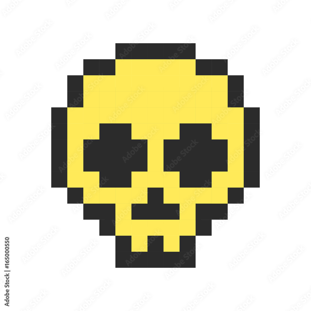 pixel skull pixel art cartoon retro game style Stock Vector | Adobe Stock