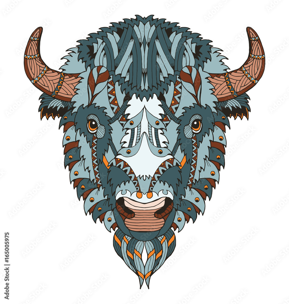 American buffalo head zentangle stylized, vector, illustration ...
