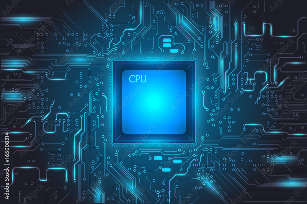 Central Processing Unit (CPU) digital tech mainboard circuit background ...