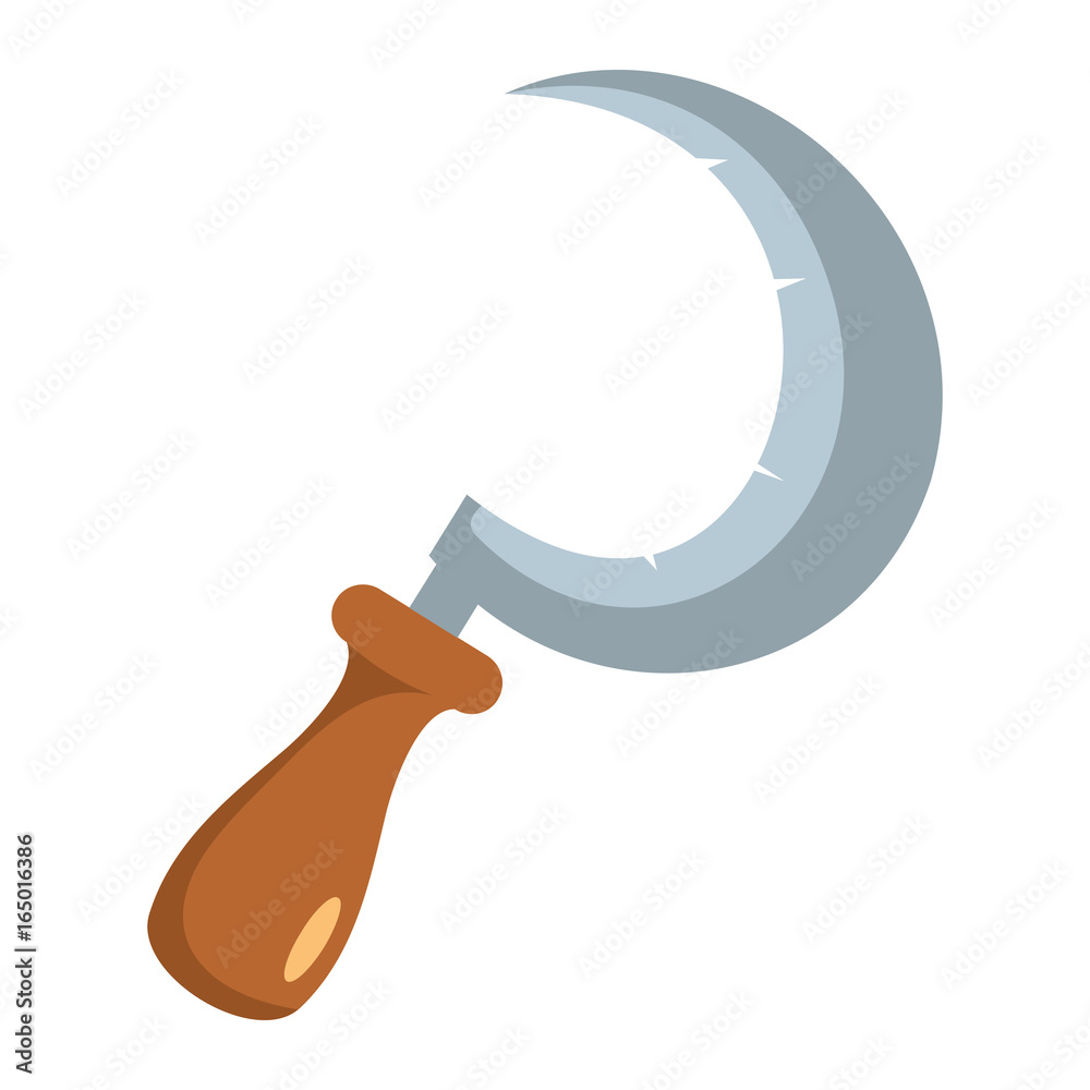 Sickle flat cartoon icon. Hook sickle vector illustration for design ... Sickle flat cartoon icon. Hook sickle vector illustration for design ...