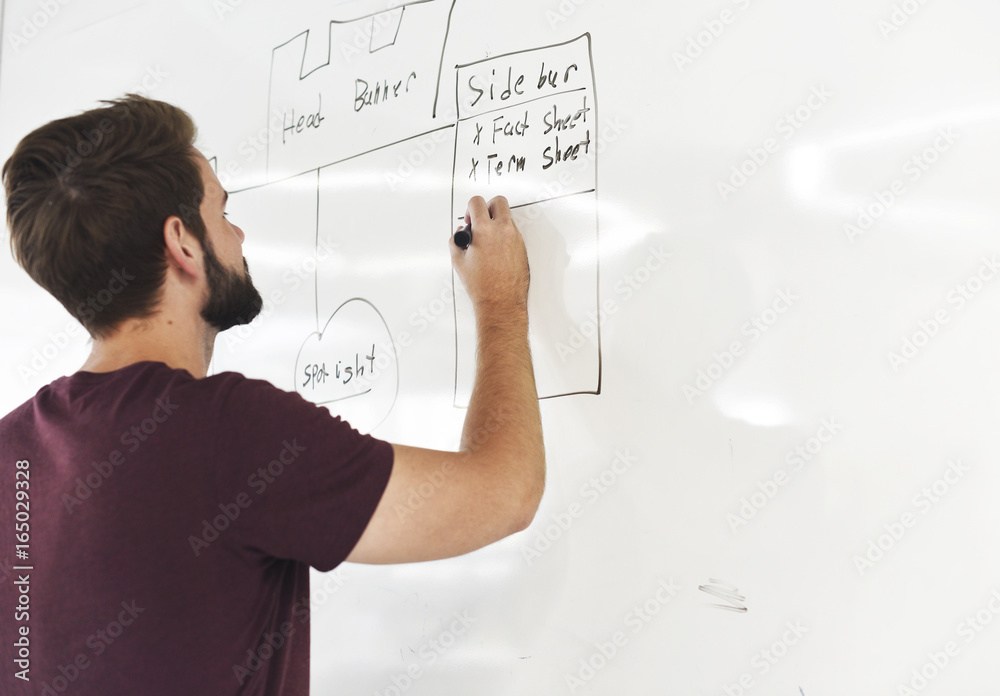 Startup Business People Writing on White Board Sharing Planning ...