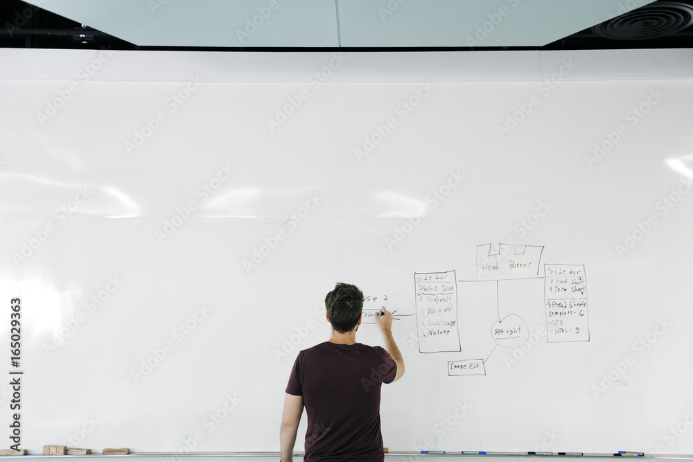Startup Business People Writing on White Board Sharing Planning ...