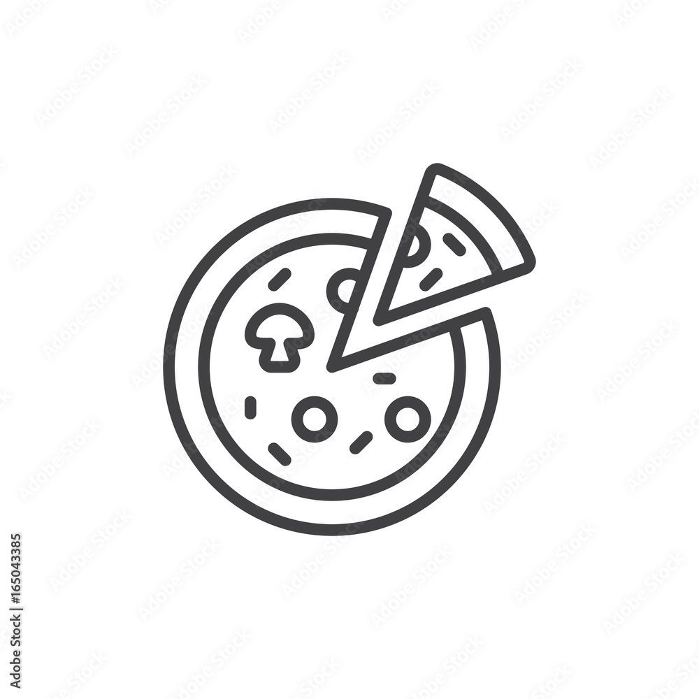 Pizza line icon, outline vector sign, linear style pictogram isolated ...
