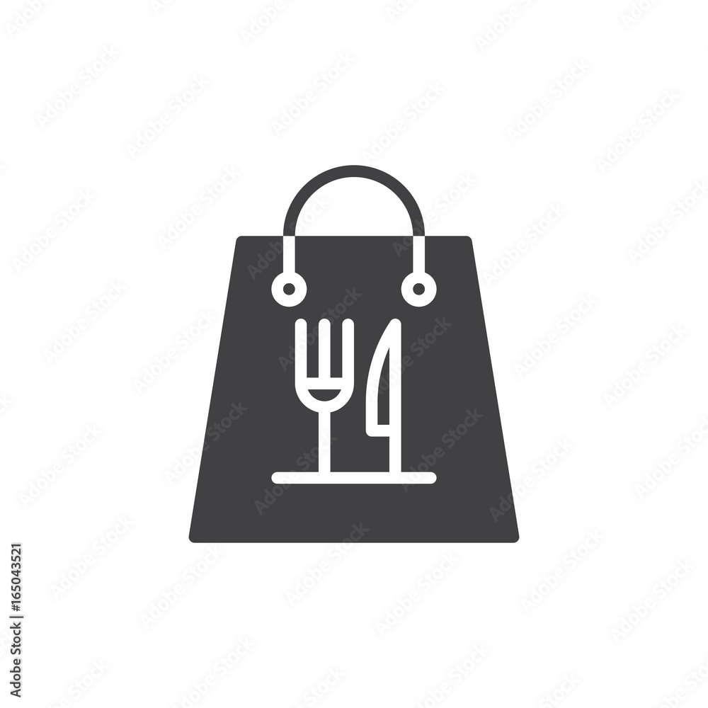 Take away paper food bag icon vector, filled flat sign, solid pictogram ...