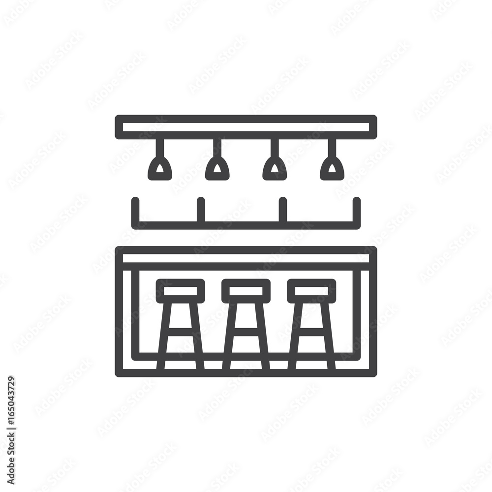 Bar counter line icon, outline vector sign, linear style pictogram ...
