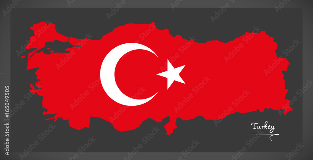 Turkey map with Turkish national flag illustration Stock Vector | Adobe ...