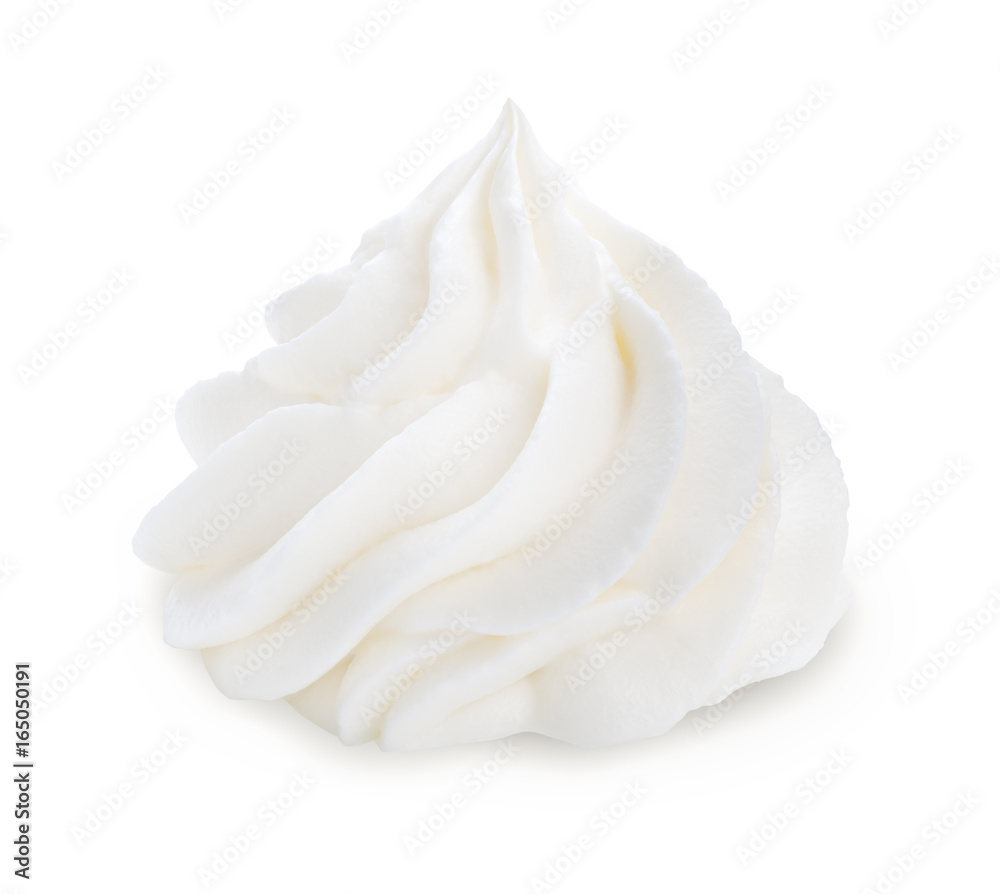 Whipped cream isolated on white background with clipping path. Stock ...