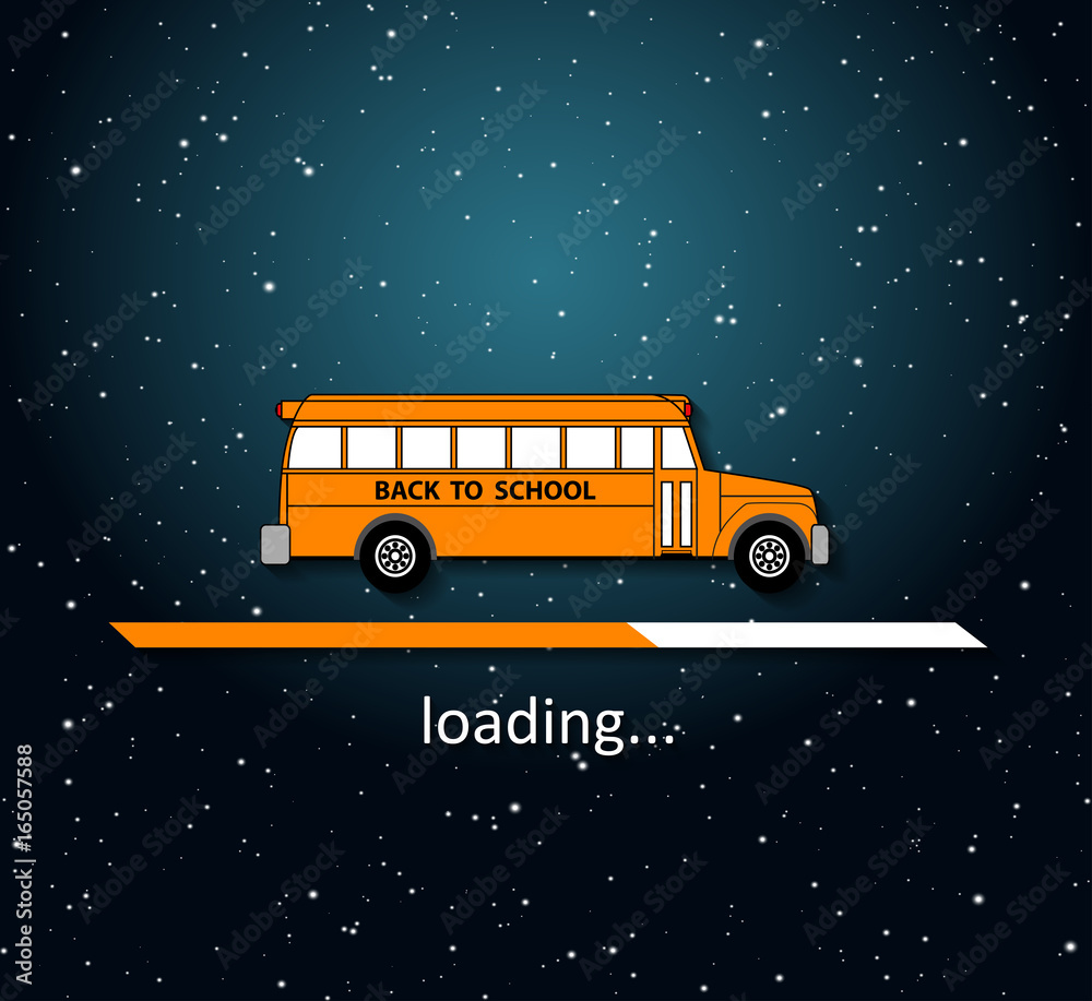 Back to school loading bar - funny inscription school bus template ...